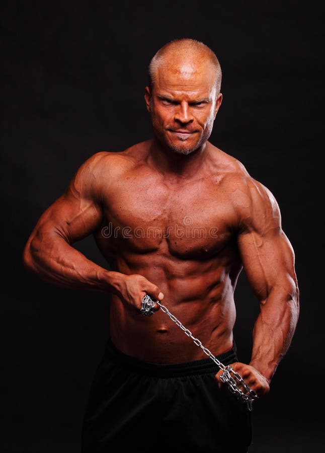 Bodybuilder with chain stock image. Image of active, masculinity - 38115159