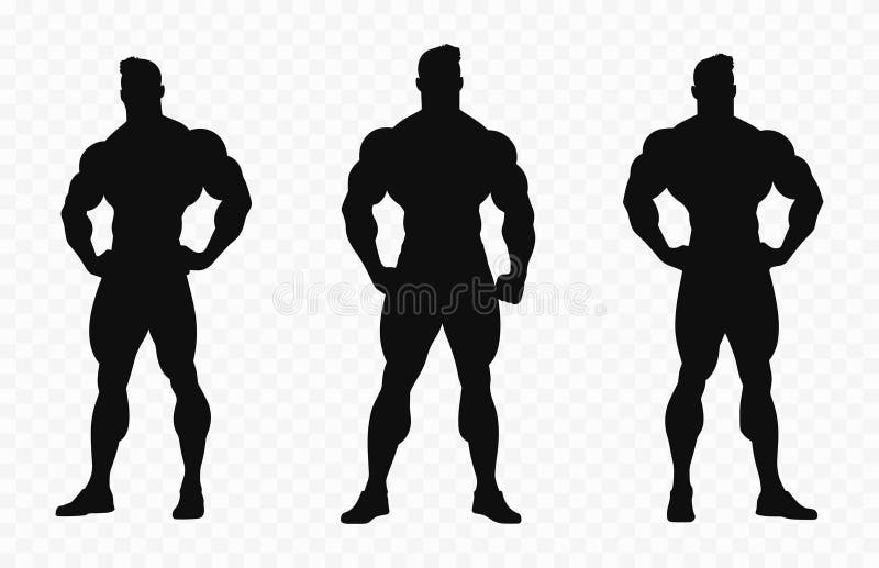 Bodybuilder Clipart Silhouette Vector Set Stock Vector - Illustration ...