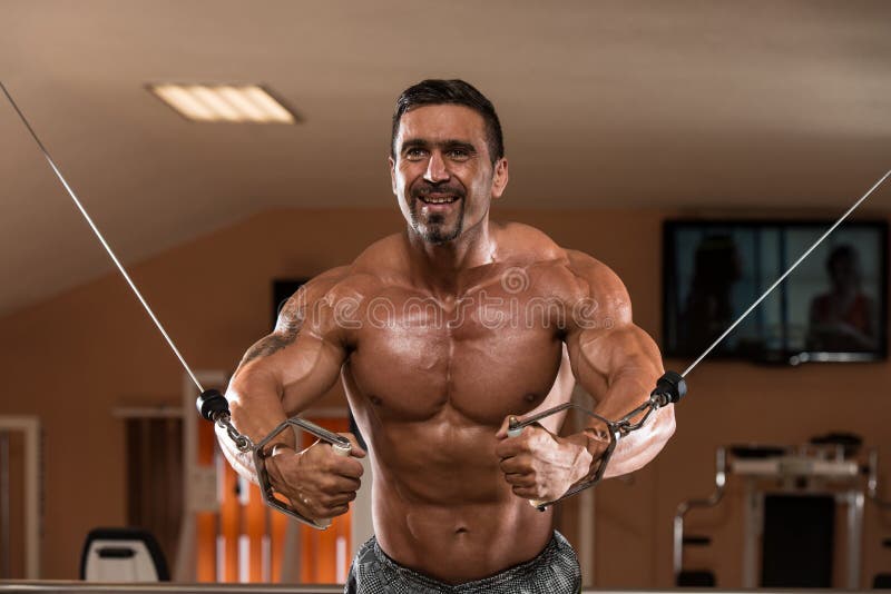 Bodybuilder Doing Exercise for Chest Stock Image - Image of building ...