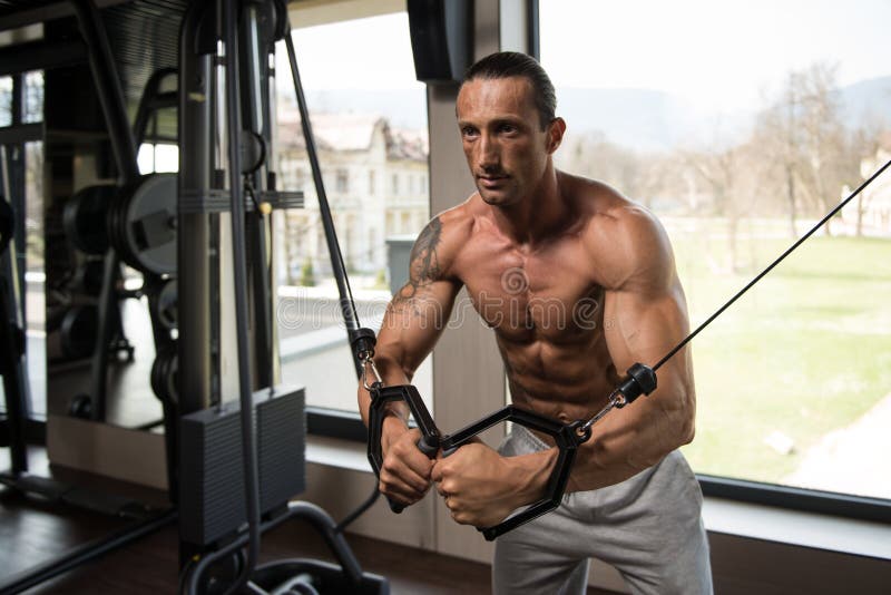 Bodybuilder Doing Exercise for Chest Stock Photo - Image of building ...