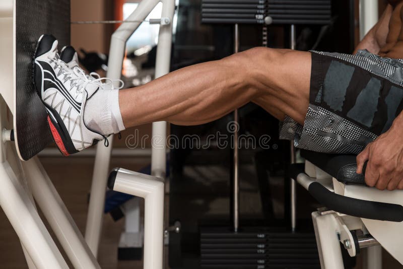 Bodybuilder Doing Legs Exercise Stock Photo - Image of build, latin ...