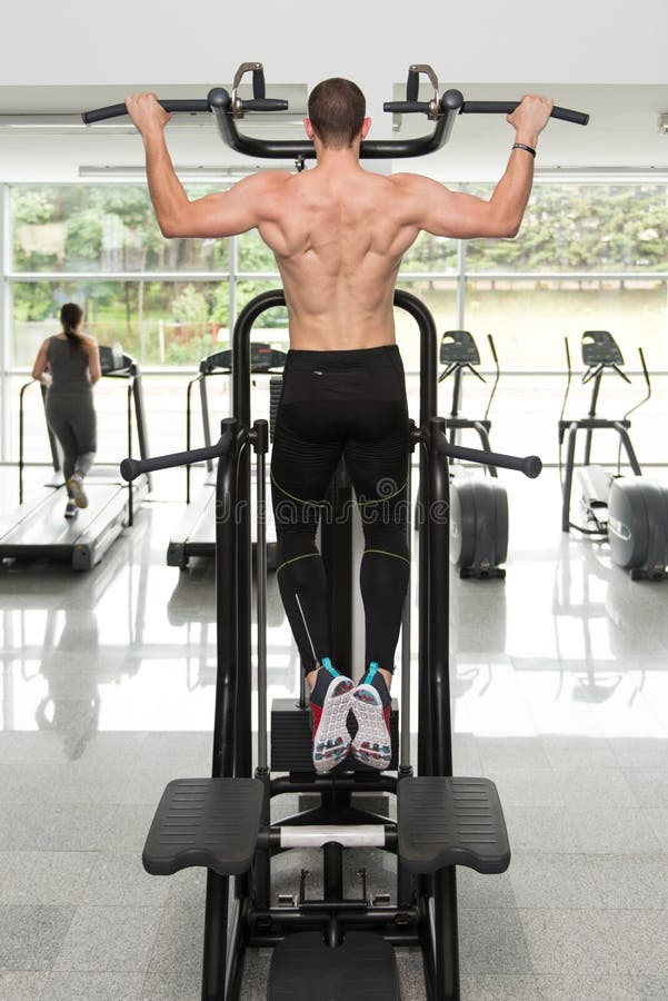 Bodybuilder Doing Pull Ups Best Back Exercises Stock Image - Image of ...