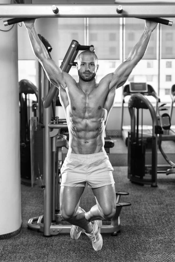 Bodybuilder Doing Pull Ups Best Back Exercises Stock Photo - Image of ...