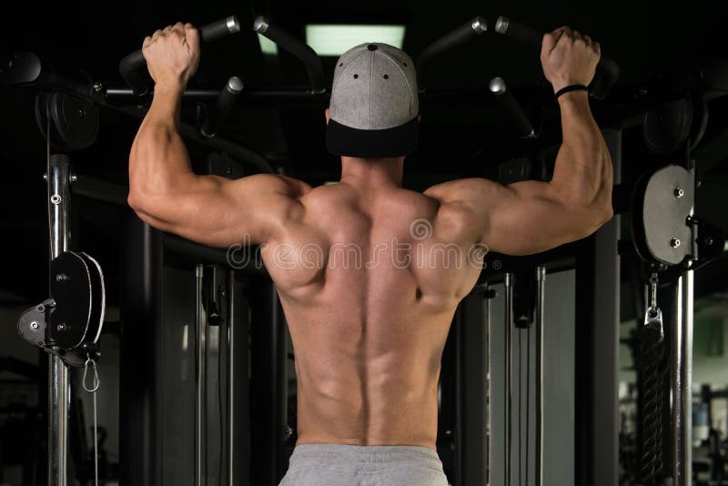 Bodybuilder Doing Pull Ups Best Back Exercises Stock Photo - Image of ...