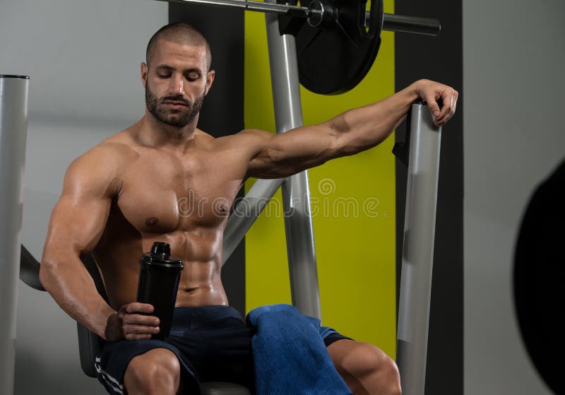 Bodybuilder Drinking Water from Shaker Stock Image - Image of build ...