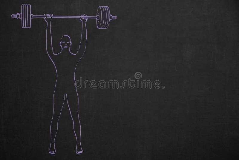 Bodybuilder with a Dumbbell Painted with Chalk Stock Illustration ...