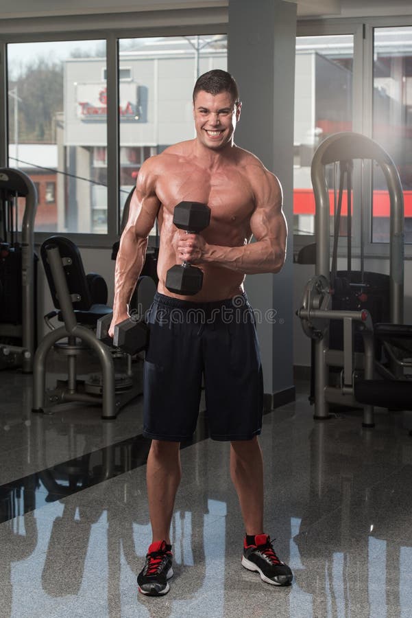 Bodybuilder Exercise with Dumbbells Stock Photo - Image of diet ...