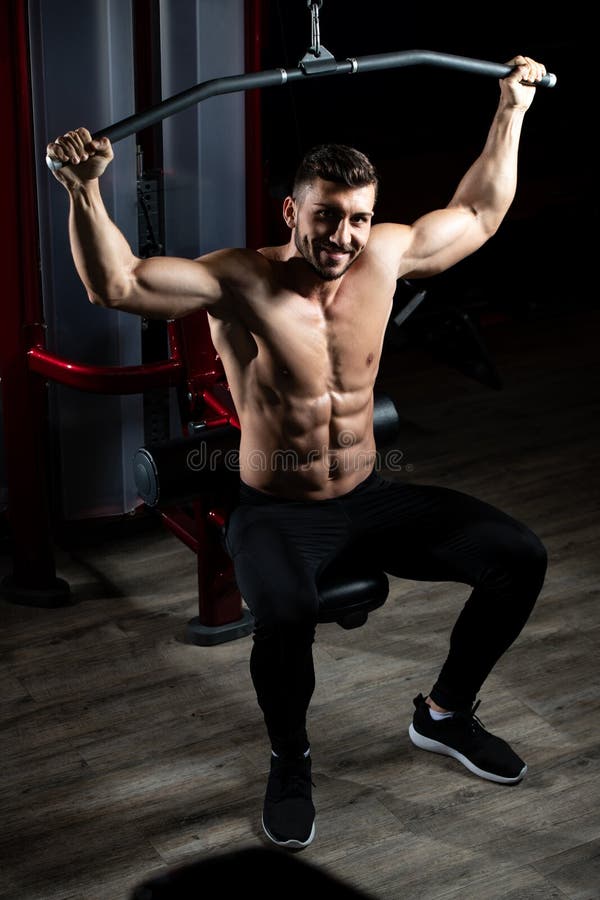 Bodybuilder Exercising Back in Gym Stock Image - Image of lifestyle ...