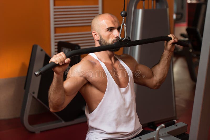 Bodybuilder Exercising Back in Gym Stock Photo - Image of muscular ...