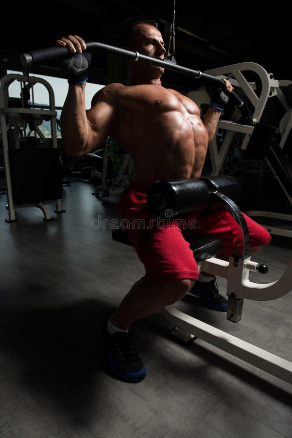 Bodybuilder Exercising Back in Gym Stock Image - Image of bodybuilder ...
