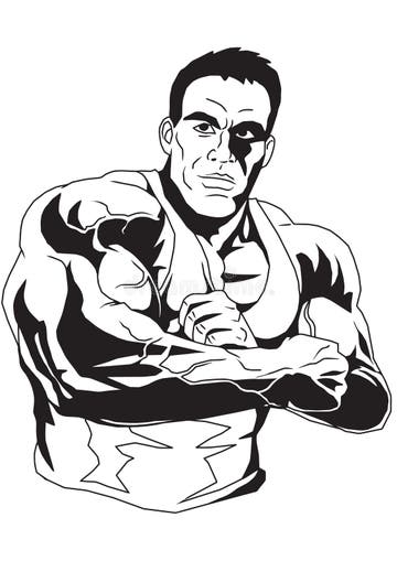 Strong Bodybuilder Folded His Hands on Chest Stock Vector ...