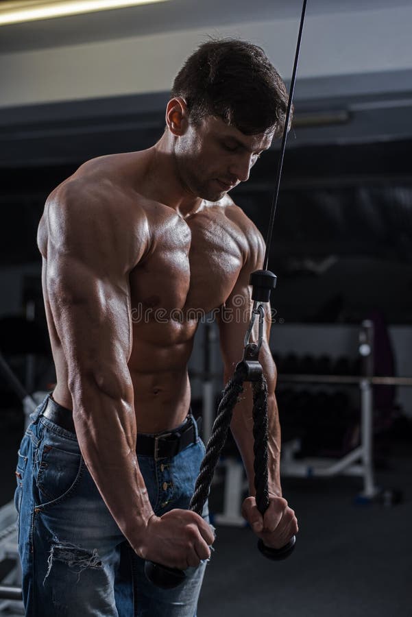 Bodybuilder in the gym stock image. Image of fitness - 63424279