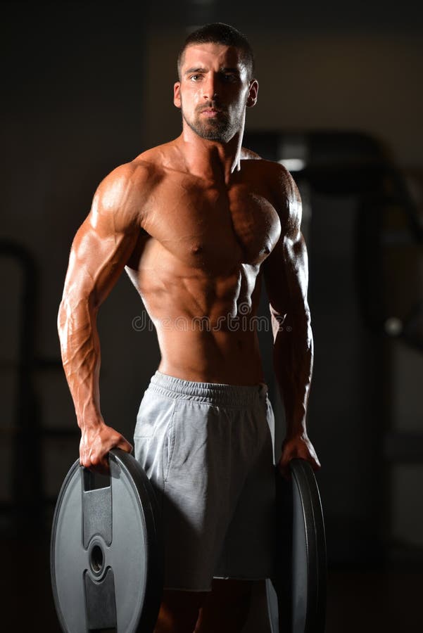 Bodybuilder Holding Weights in Hand Stock Photo - Image of lifestyle ...