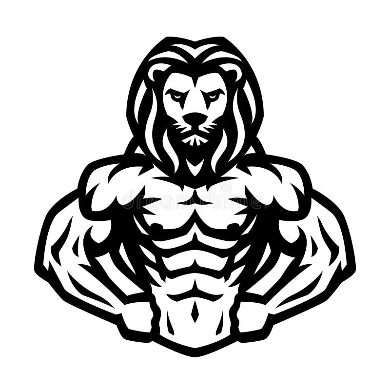 Bodybuilder with a Lion Head. Stock Illustration - Illustration of ...