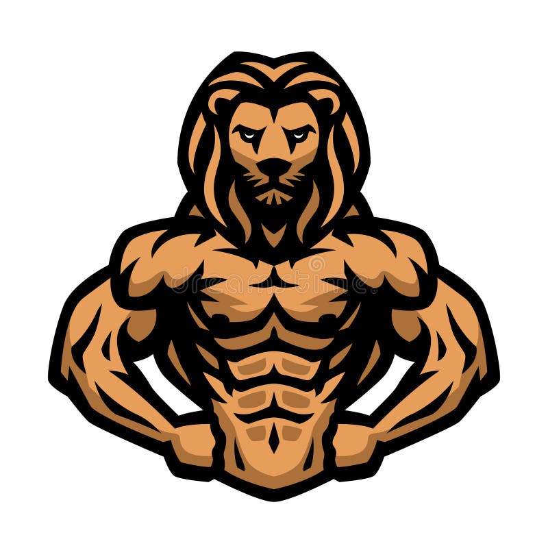 Bodybuilder with a Lion Head. Stock Vector - Illustration of king, body ...