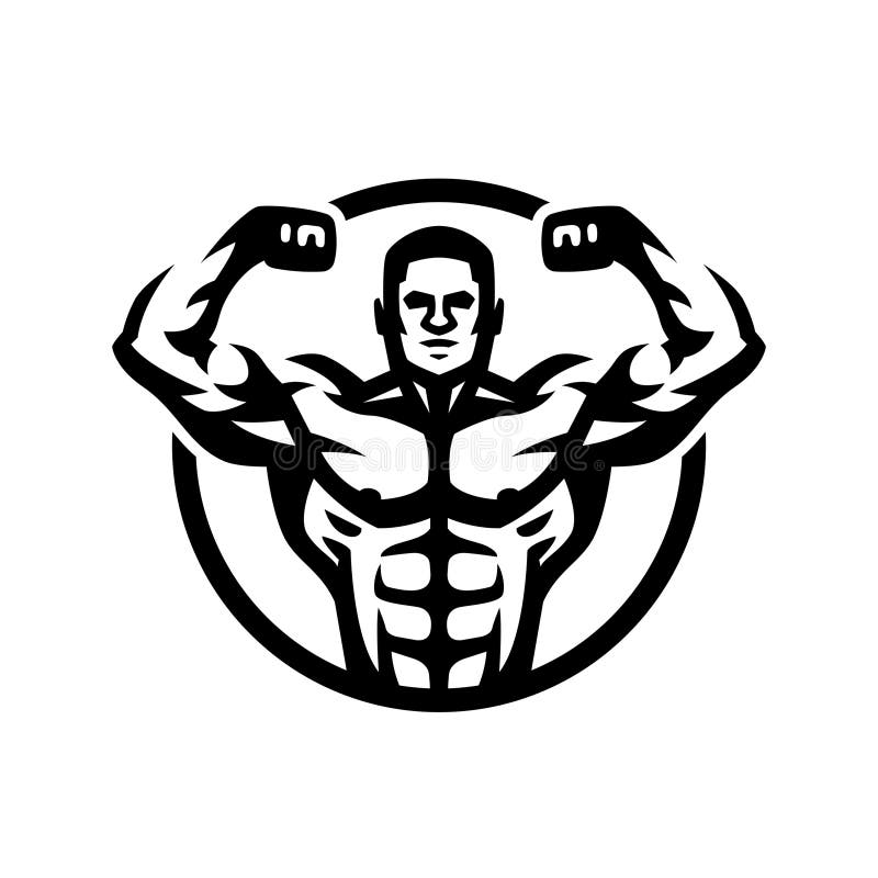 Bodybuilder Logo. Double Biceps. Stock Vector - Illustration of sign ...