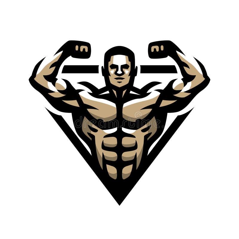 Bodybuilder Logo. Double Biceps. Stock Vector - Illustration of sign ...