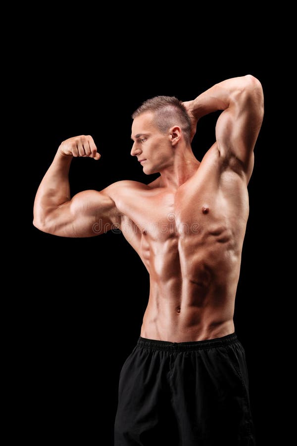 Bodybuilder Masculin Faisant Des Gestes Le Bonheur Photo Stock Image