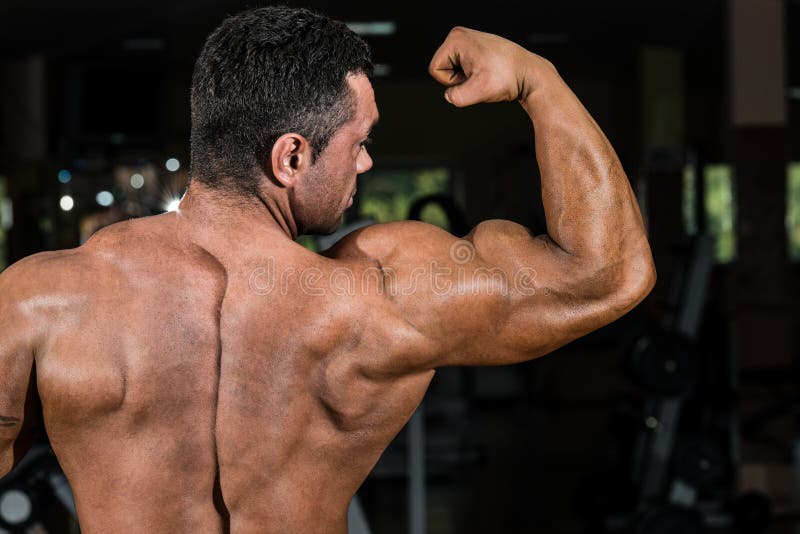 Bodybuilder Masculin Montrant Son Biceps Image Stock Image Du Gros