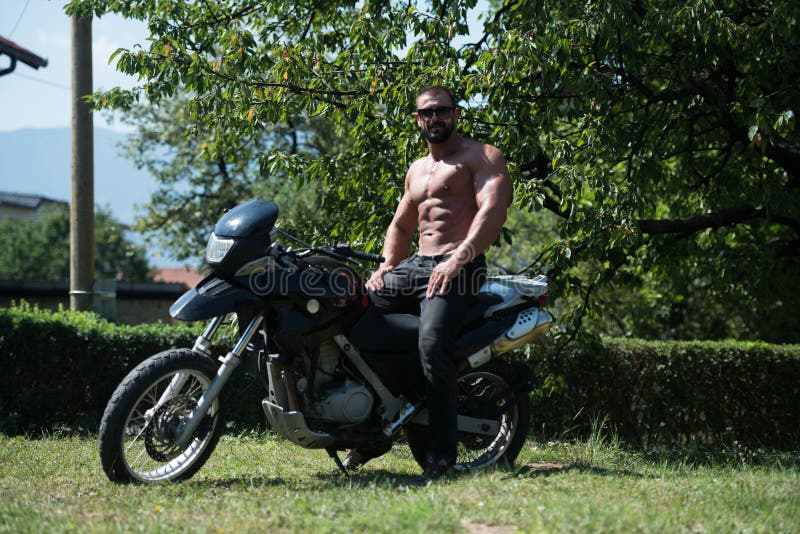 Attractive Bodybuilder and Motorcycle Stock Image - Image of motorbike ...