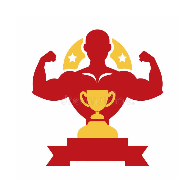Bodybuilder Pose Logo with Trophy Icon for Competitions Stock Vector ...