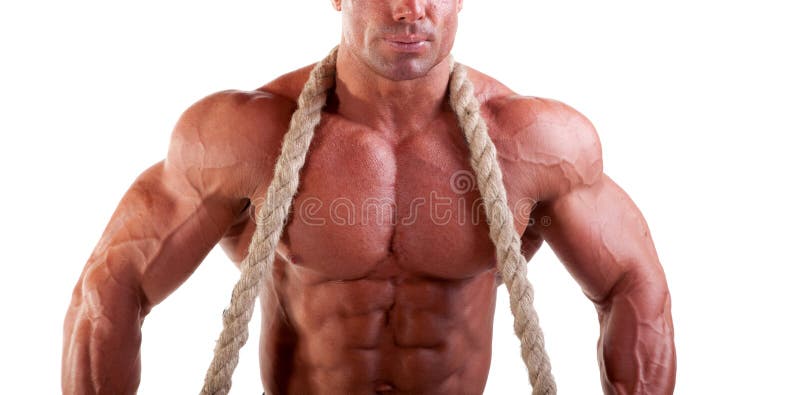 Bodybuilder Posing with Rope Stock Image - Image of flex, flexing: 29615275