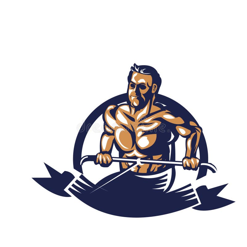 Bodybuilder Pulling Cable Extension Poster. Vector Illustration ...
