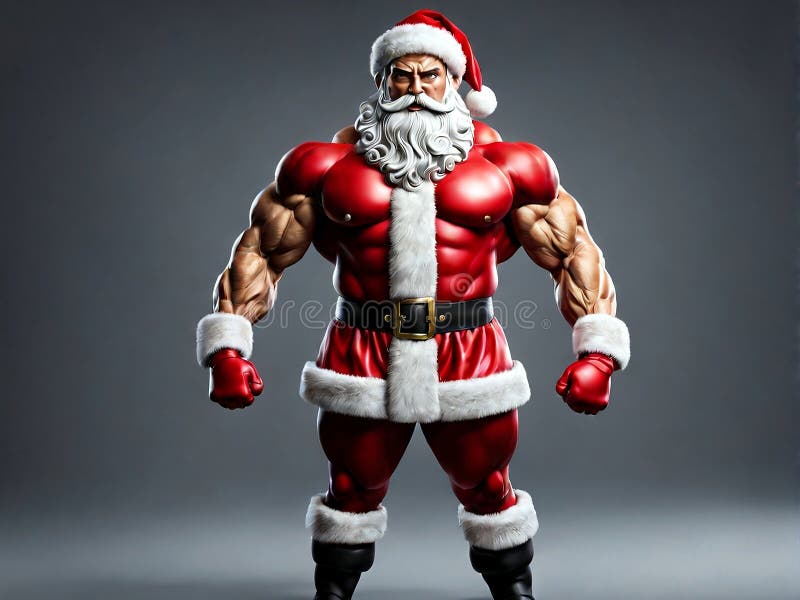 Bodybuilder Santa Claus. Festive Muscles in Full Display Stock ...