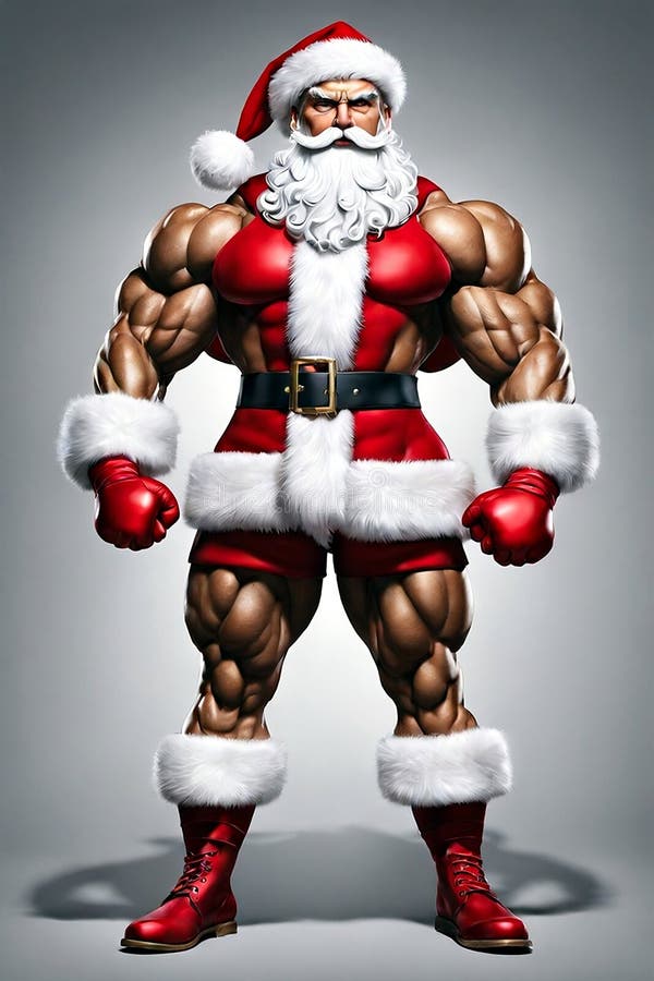 Bodybuilder Santa Claus. Festive Muscles in Full Display Stock ...