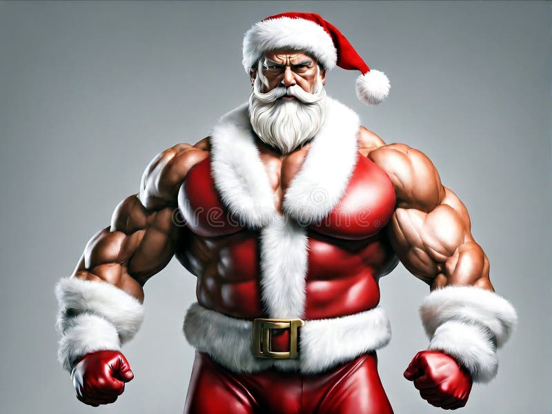 Bodybuilder Santa Claus. Festive Muscles in Full Display Stock ...