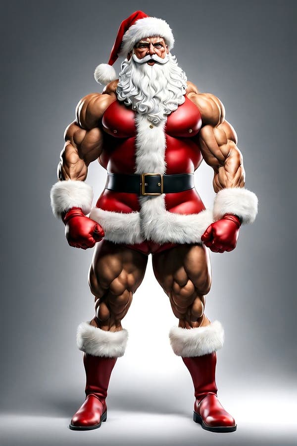 Bodybuilder Santa Claus. Festive Muscles in Full Display Stock ...