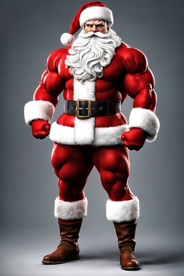 Bodybuilder Santa Claus. Festive Muscles in Full Display Stock ...