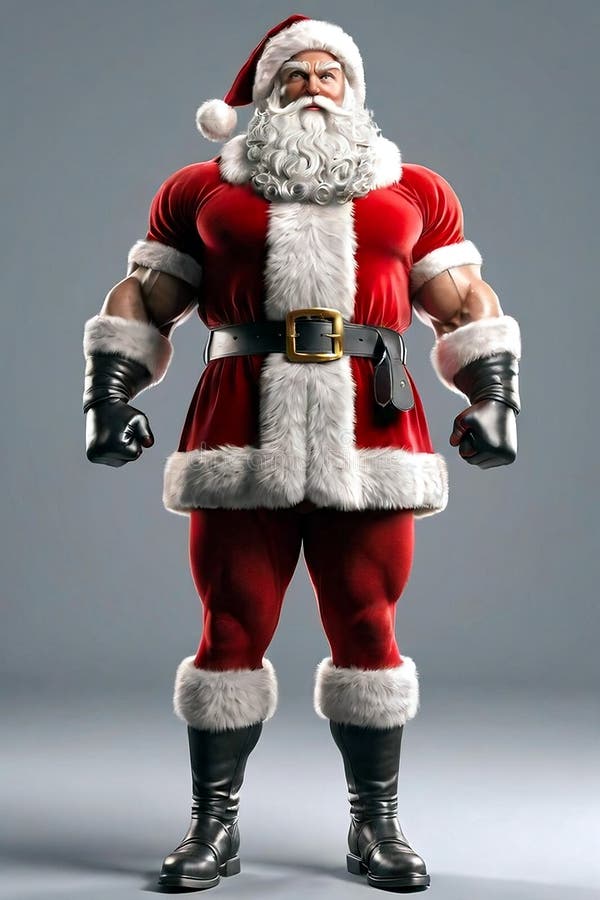 Bodybuilder Santa Claus. Festive Muscles in Full Display Stock ...