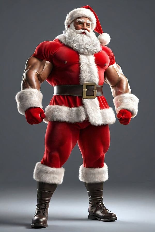 Bodybuilder Santa Claus. Festive Muscles in Full Display Stock ...