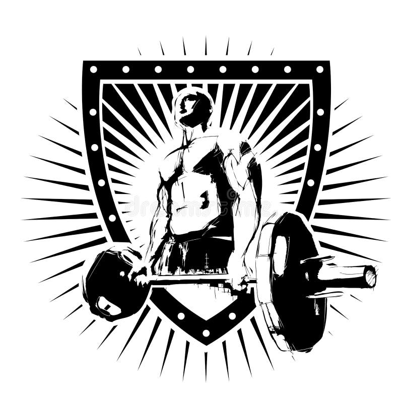 Bodybuilder shield stock vector. Illustration of grungy - 52575672