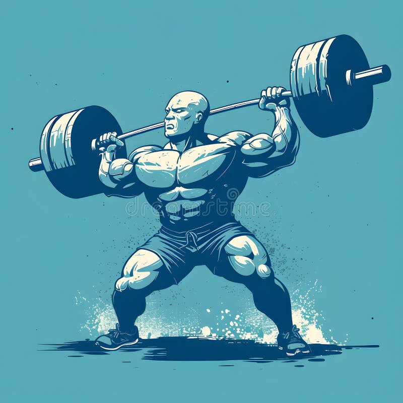 A Bodybuilder is Hoisting Weights Above His Head in a Weightlifting ...