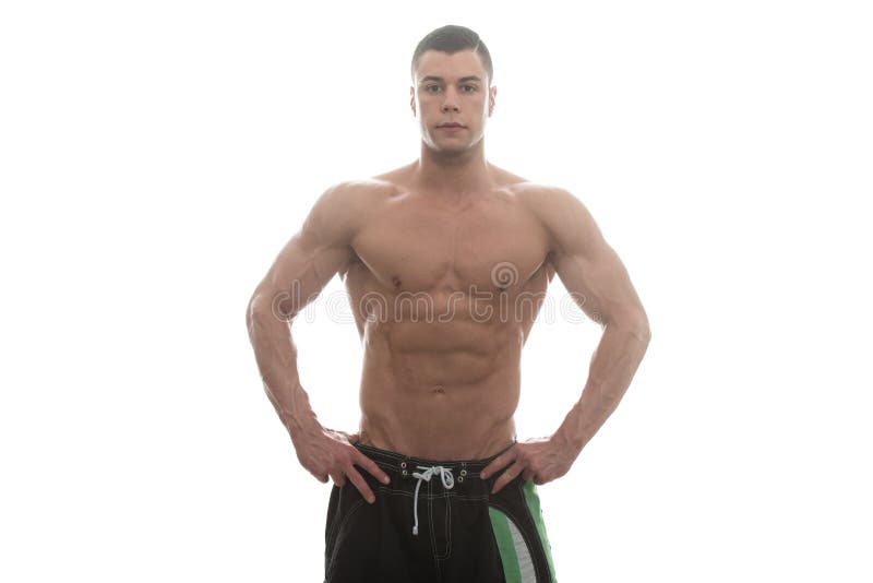 Bodybuilder with Six Pack Over White Background Stock Photo - Image of ...