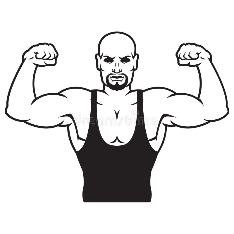 Bodybuilder Strong Man. Outline Silhouette. Design Element. Vector ...