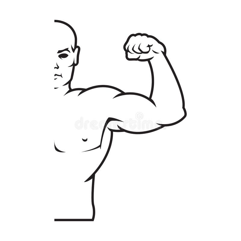 Bodybuilder Strong Man. Outline Silhouette. Design Element. Vector ...