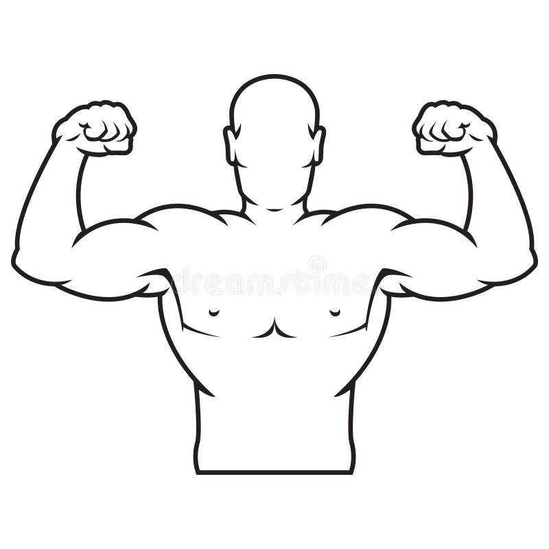 Bodybuilder Strong Man. Outline Silhouette. Design Element. Vector ...
