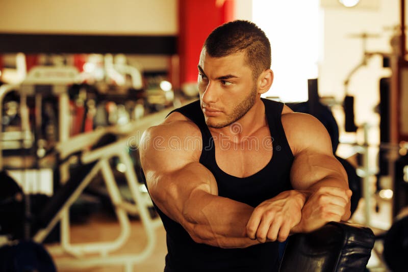 Bodybuilder training gym stock photo. Image of bodybuilding - 45337718