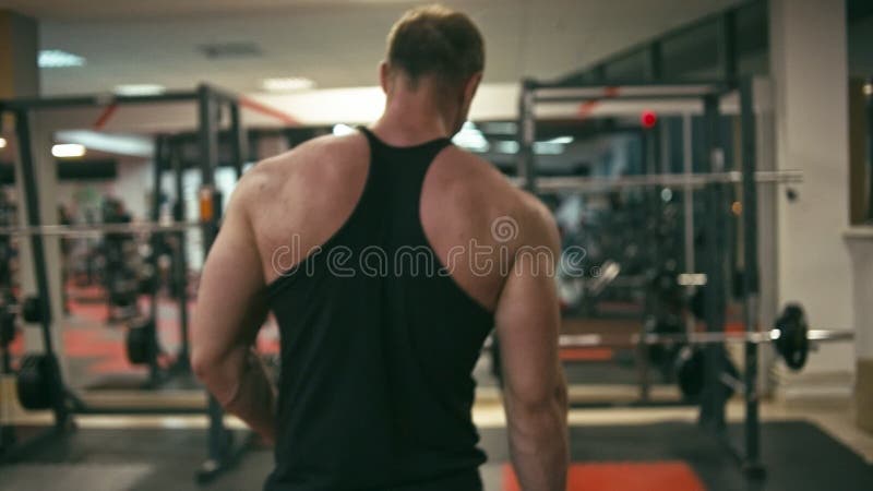 Bodybuilder walking in gym stock footage. Video of lean - 117678982