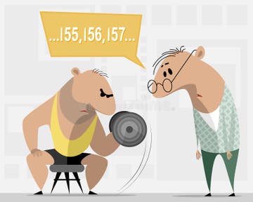 Bodybuilder and a weak man stock vector. Illustration of face - 109882355