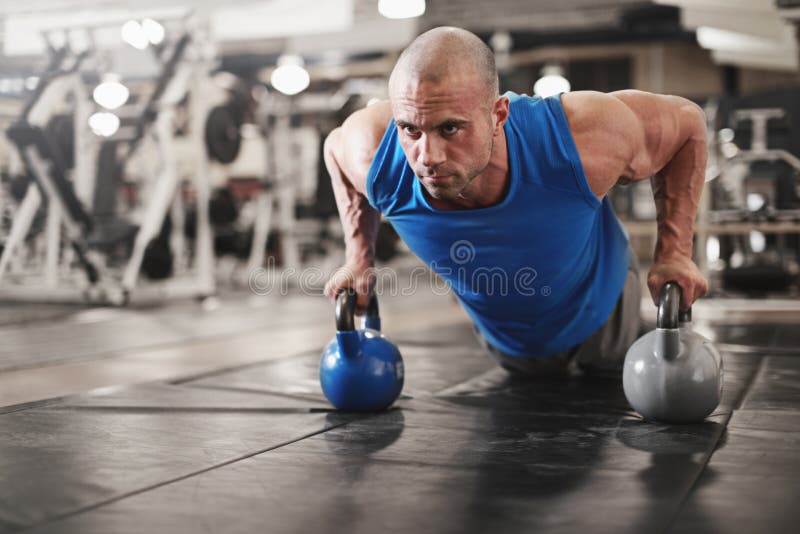 Bodybuilder Working Out and Doing Push Upsat the Gym while Stock Image ...
