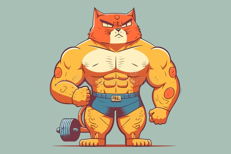 Bodybuilding Cat Vector Illustration Stock Vector - Illustration of ...