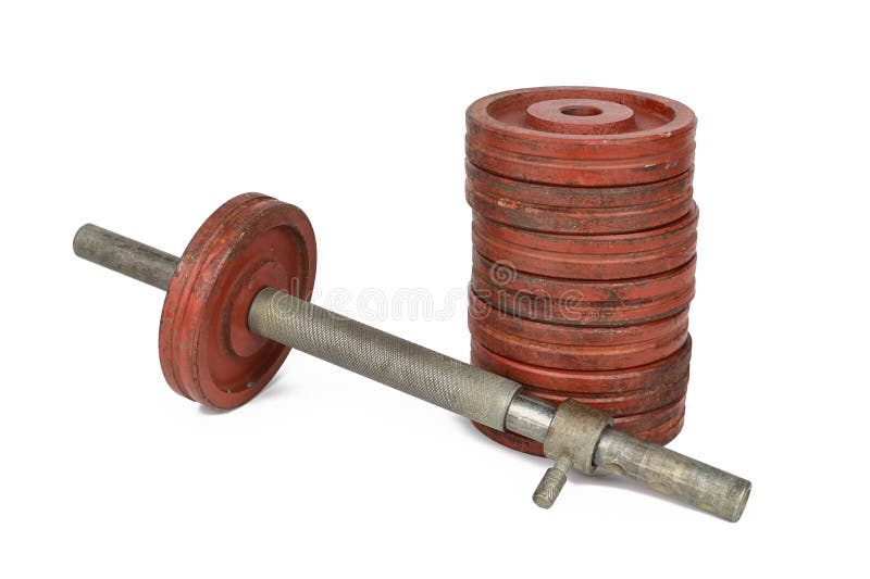 Bodybuilding Dumbbell Bar. a Disk is Put on One End, a Lock is Put on ...