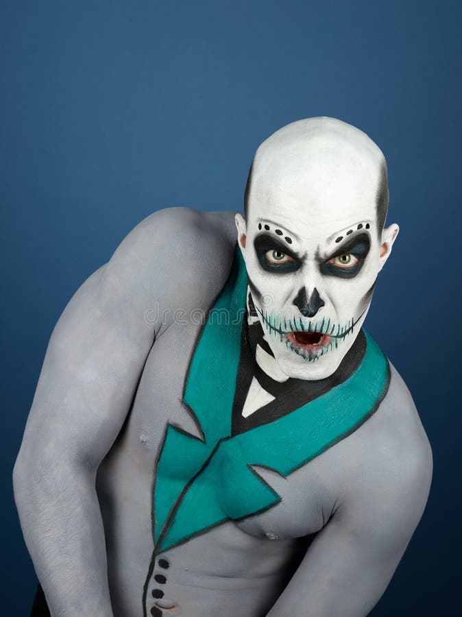 Bodypainted male stock photo. Image of paint, bald, expression - 52526056