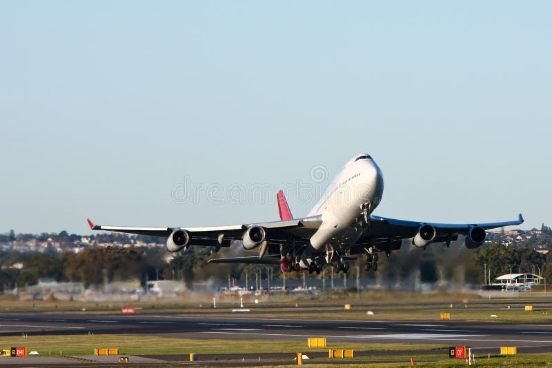 Boeing 747 Jet Airliner Taking Off Stock Image - Image of power, runway ...
