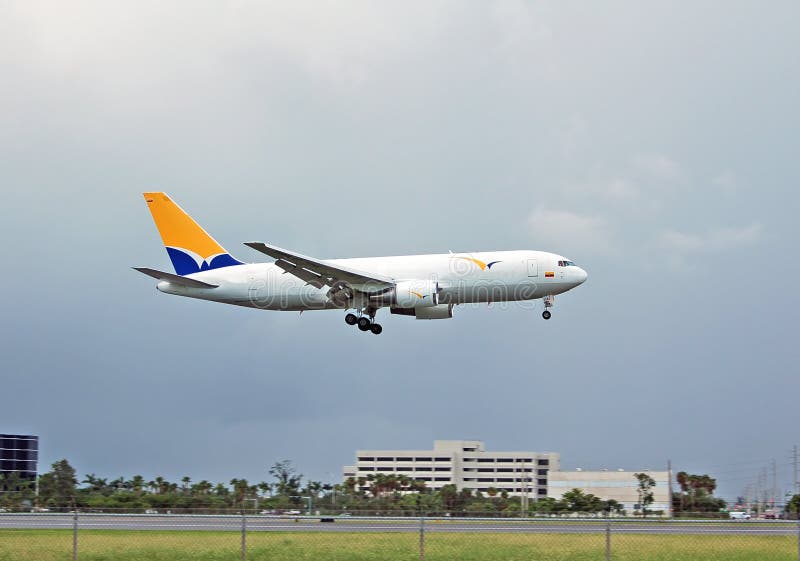 Boeing 767 Cargo Jet Delivering Express Mail Stock Image - Image of ...