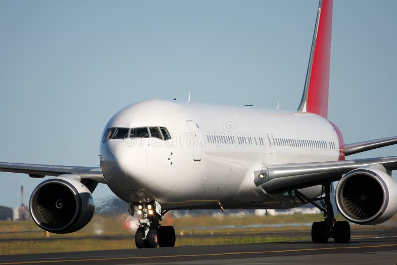 Boeing 767 jet on runway stock image. Image of travel - 11055805